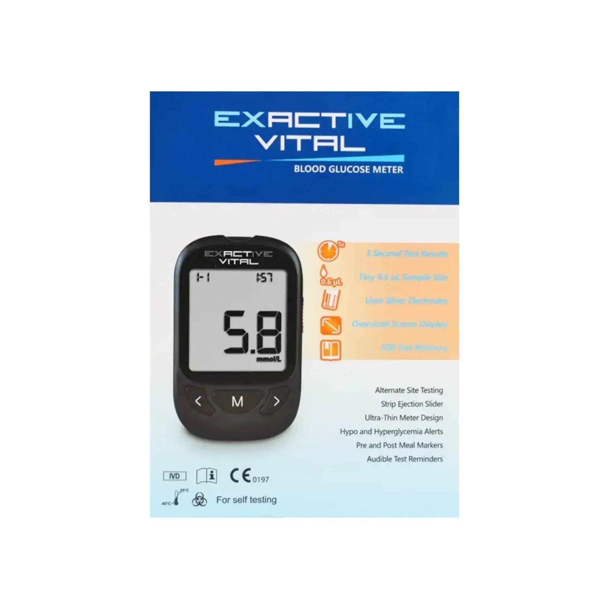 Exactive Vital Blood Glucose Meter mmol/dl +25 Strips +25 Lancets ...